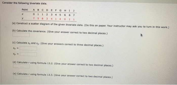 Solved Consider the following bivariate data. Point | Chegg.com