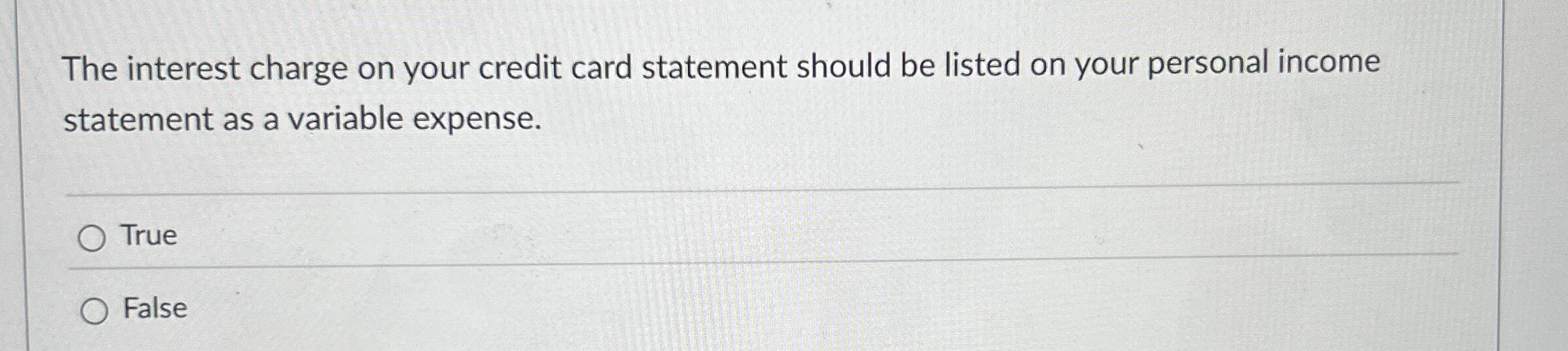 Solved The interest charge on your credit card statement | Chegg.com