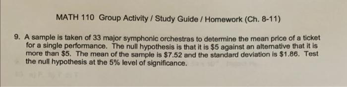 Solved MATH 110 Group Activity / Study Guide / Homework (Ch. | Chegg.com