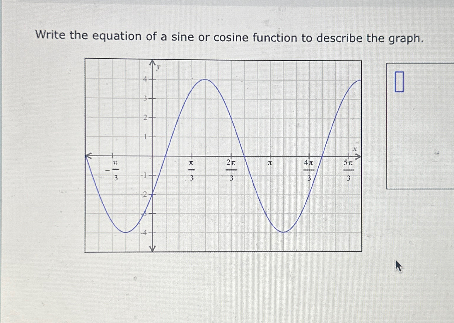 Solved Write the equation of a sine or cosine function to | Chegg.com