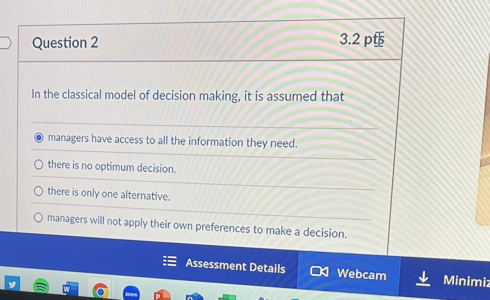 Solved Question 23.2pt15In the classical model of decision | Chegg.com