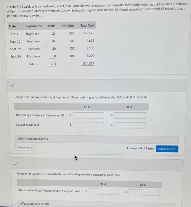 Solved Elizabeth's Boards sells a snowboard, Xpert, that is | Chegg.com