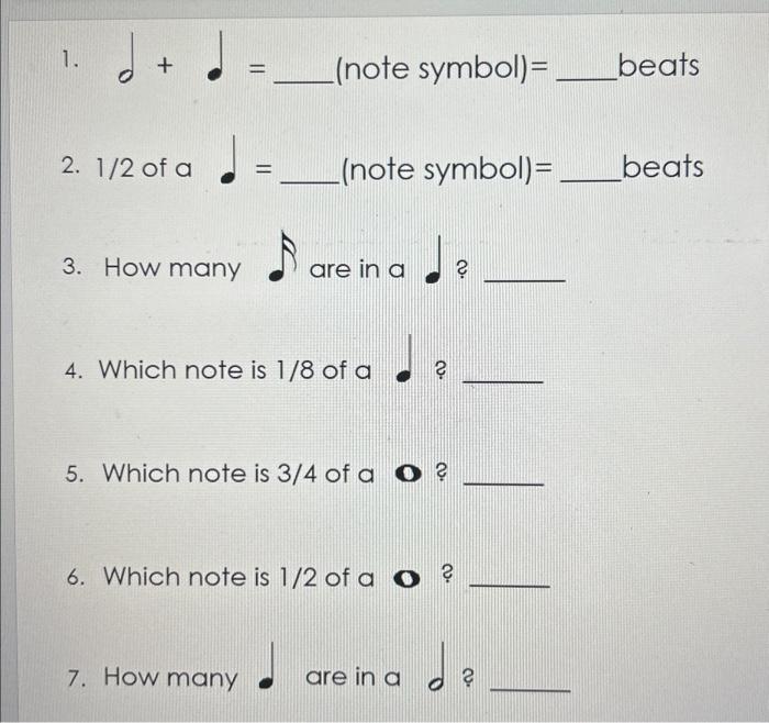 1. d+d= ( note symbol )= beats 2. 1/2 of ad= ( note | Chegg.com