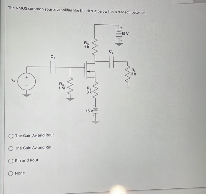 Solved The NMOS common source amplifier like the circuit | Chegg.com