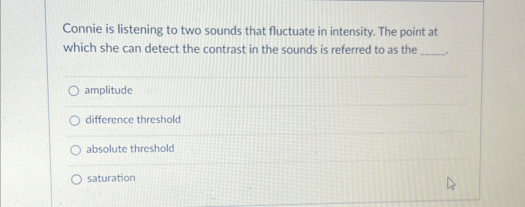 Solved Connie is listening to two sounds that fluctuate in | Chegg.com