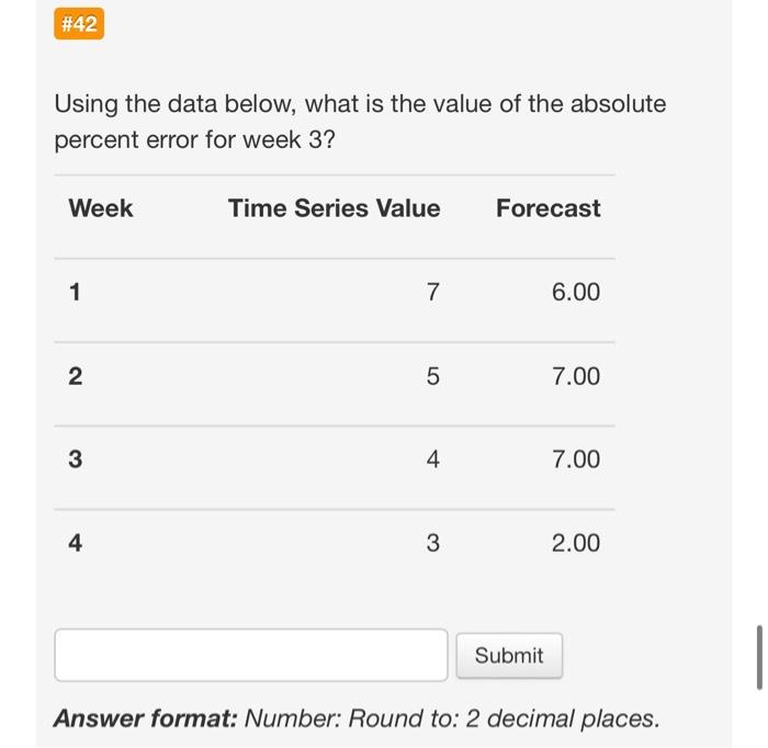 Solved 42 Using The Data Below What Is The Value Of The Chegg