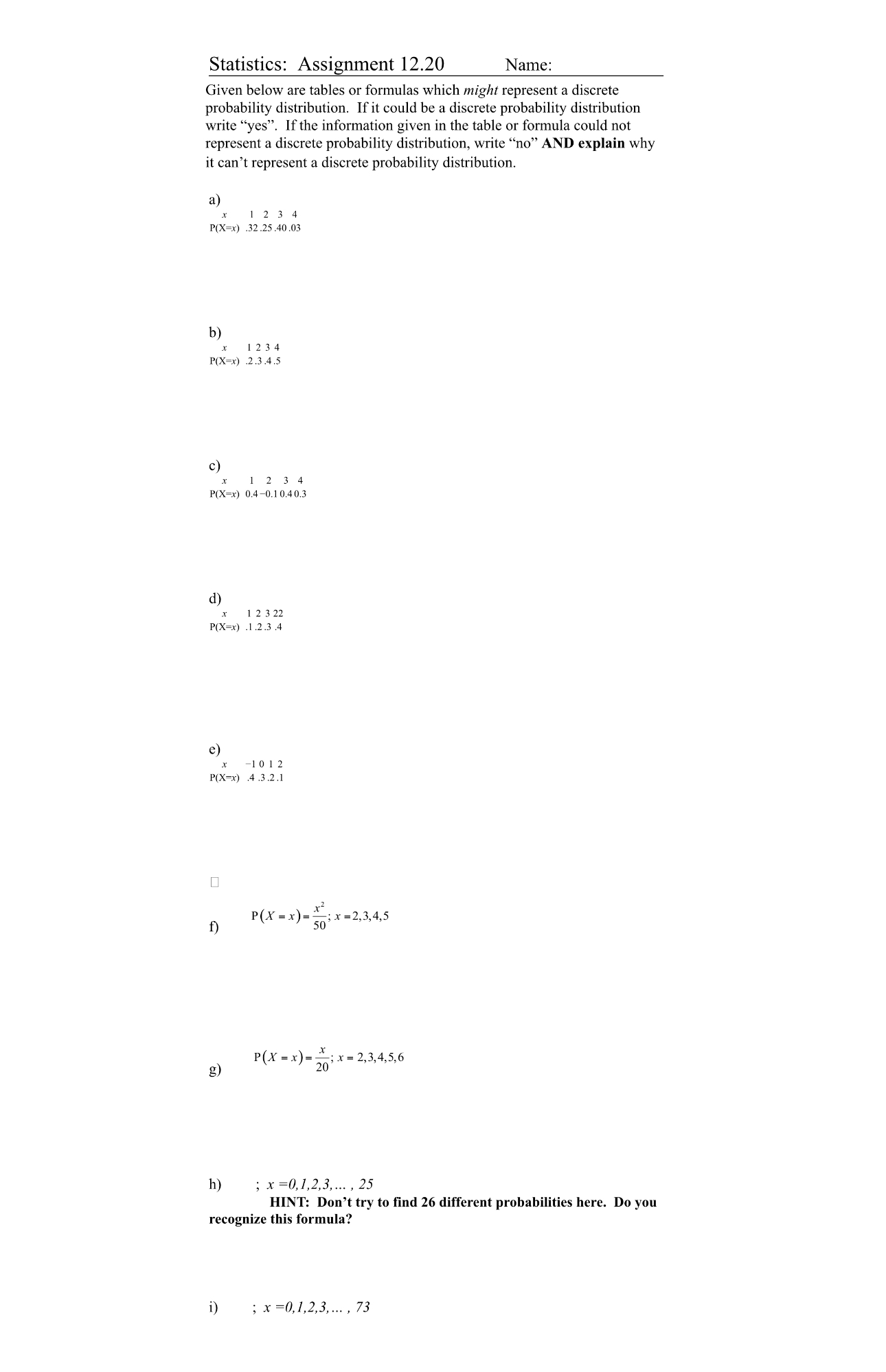 Solved Statistics: Assignment 12.20Name:Given below are | Chegg.com