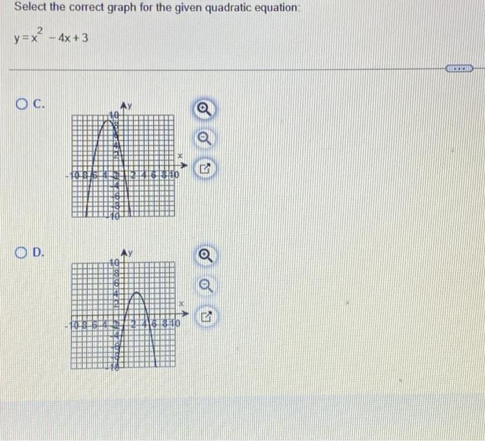 Solved Select the correct graph for the given quadratic | Chegg.com
