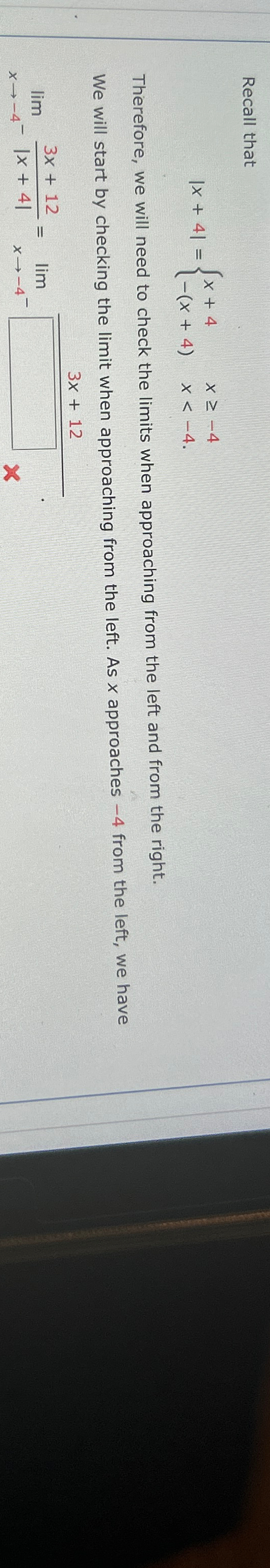 Solved Recall that|x+4|={x+4,x≥-4-(x+4),x