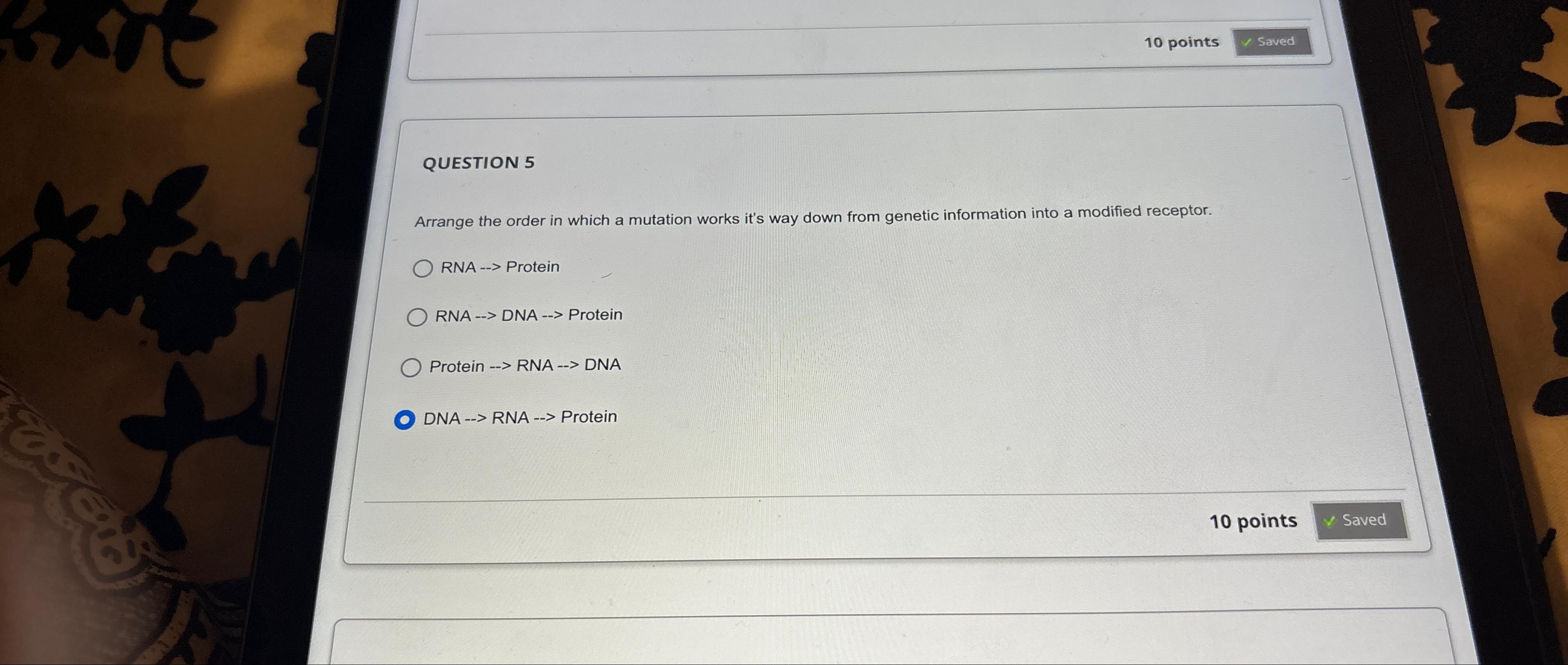 Solved 10 ﻿pointsQUESTION 5Arrange the order in which a | Chegg.com