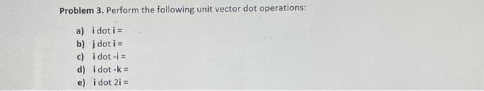 Solved Problem 3. Perform the following unit vector dot | Chegg.com