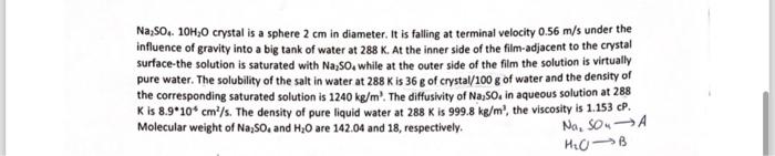 Solved Na2SO4−10H2O crystal is a sphere 2 cm in diameter. It | Chegg.com