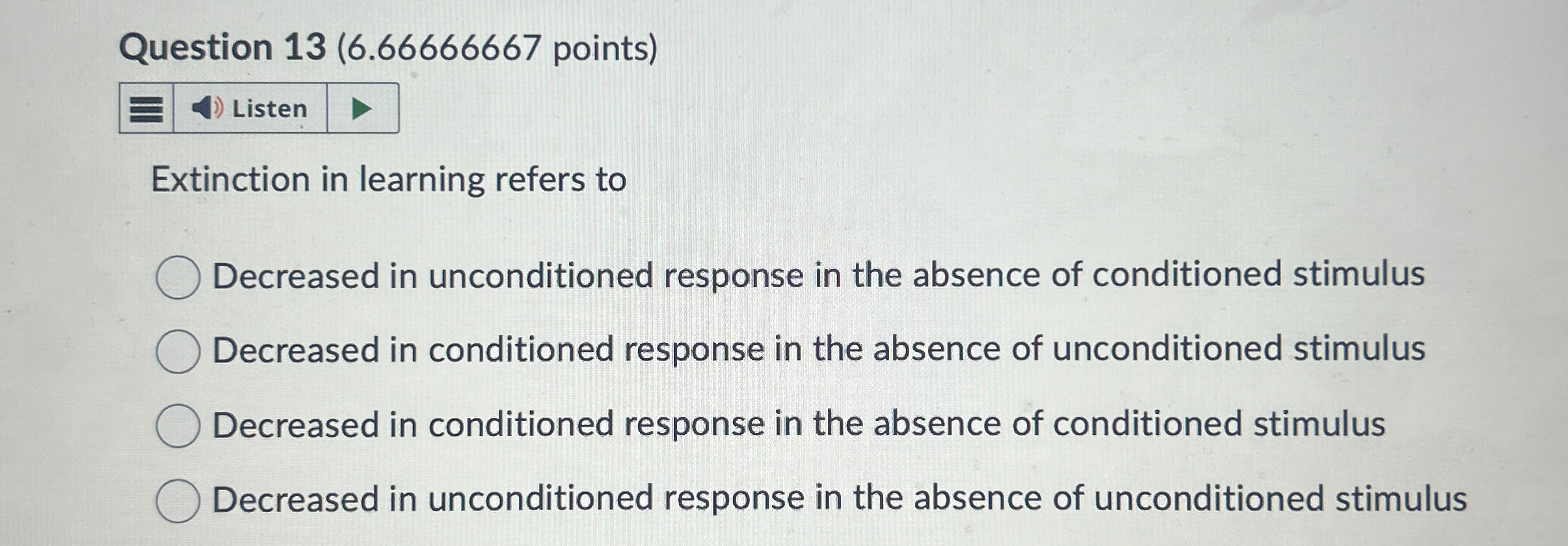 Solved Question 13 (6.66666667 ﻿points) Extinction in | Chegg.com