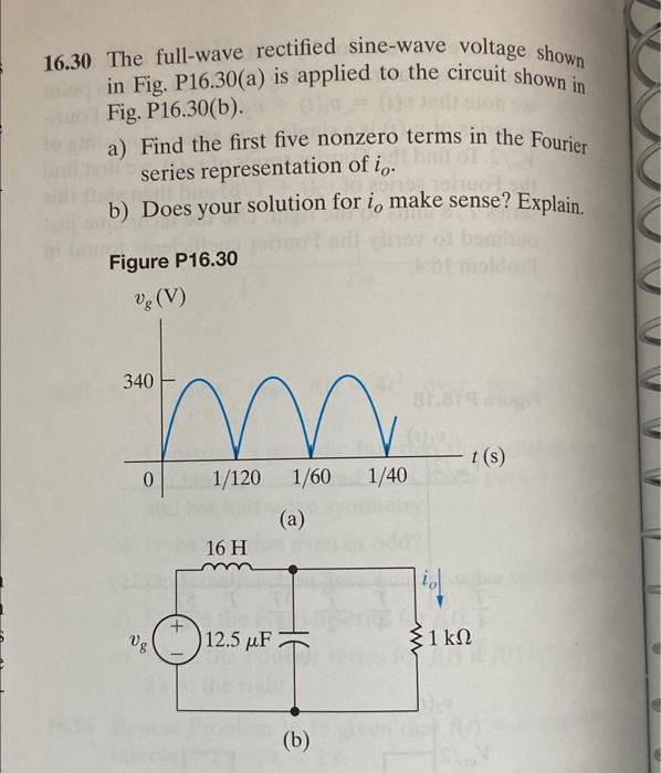 Solved 16.30 The full-wave rectified sine-wave voltage shown | Chegg.com
