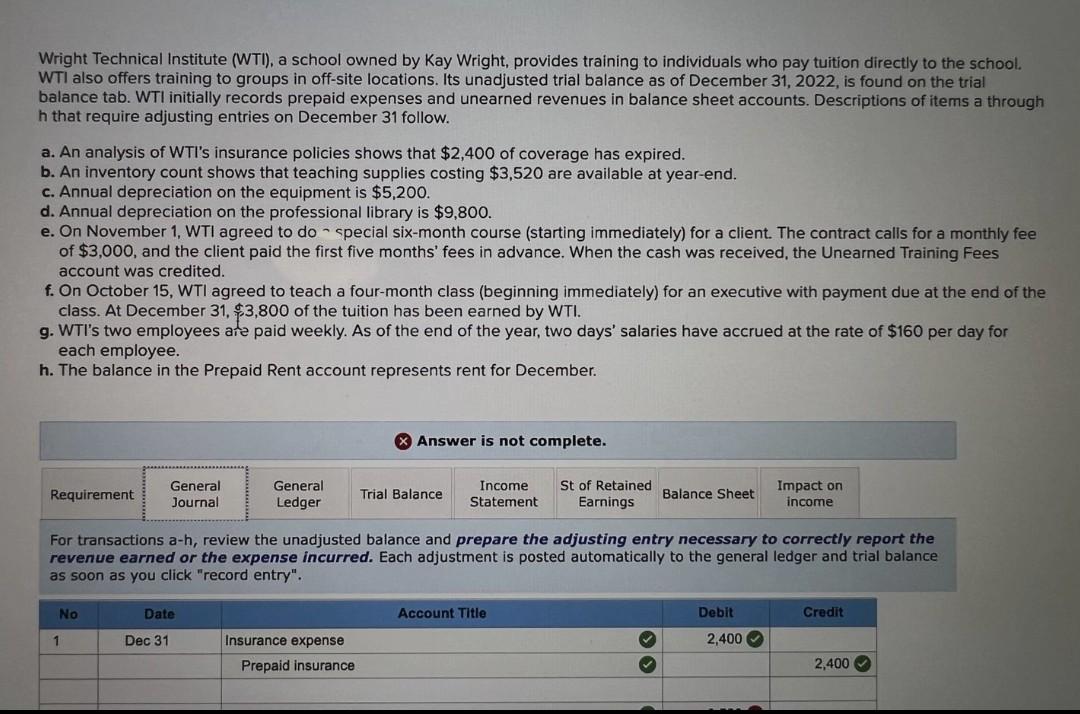 Solved Wright Technical Institute (WTI), a school owned by | Chegg.com