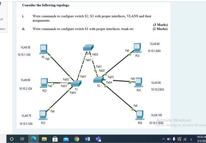 Solved 2 Consider the following topology, i. of Write | Chegg.com