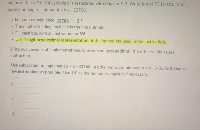 Solved Suppose that a C++ int variable x is associated with | Chegg.com