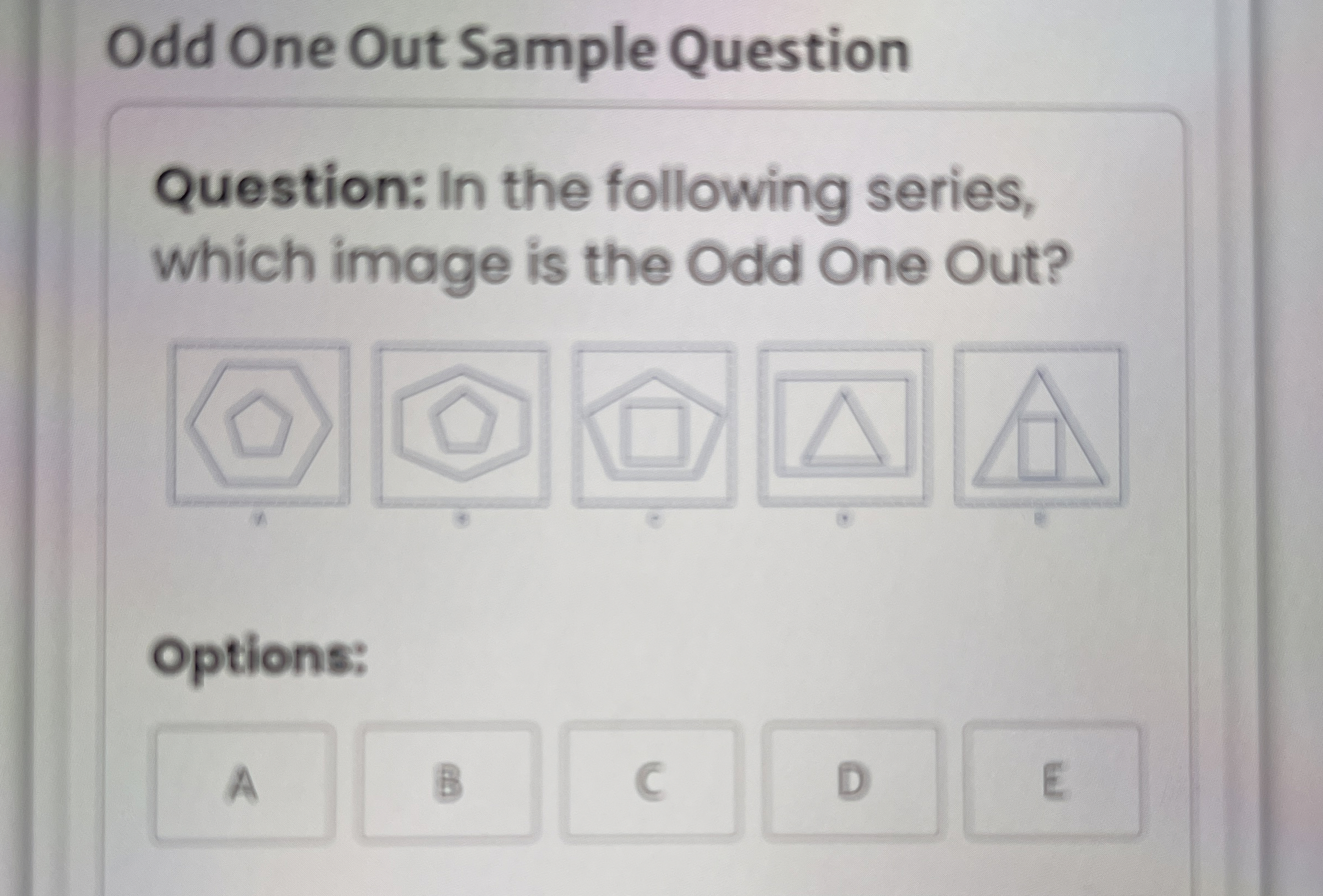 Solved Odd One Out Sample QuestionQuestion: In the following | Chegg.com