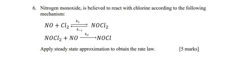 Solved Nitrogen monoxide, is believed to react with chlorine | Chegg.com