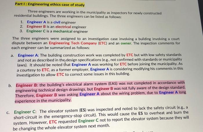 Solved Part 1: Engineering ethics case of study Three | Chegg.com