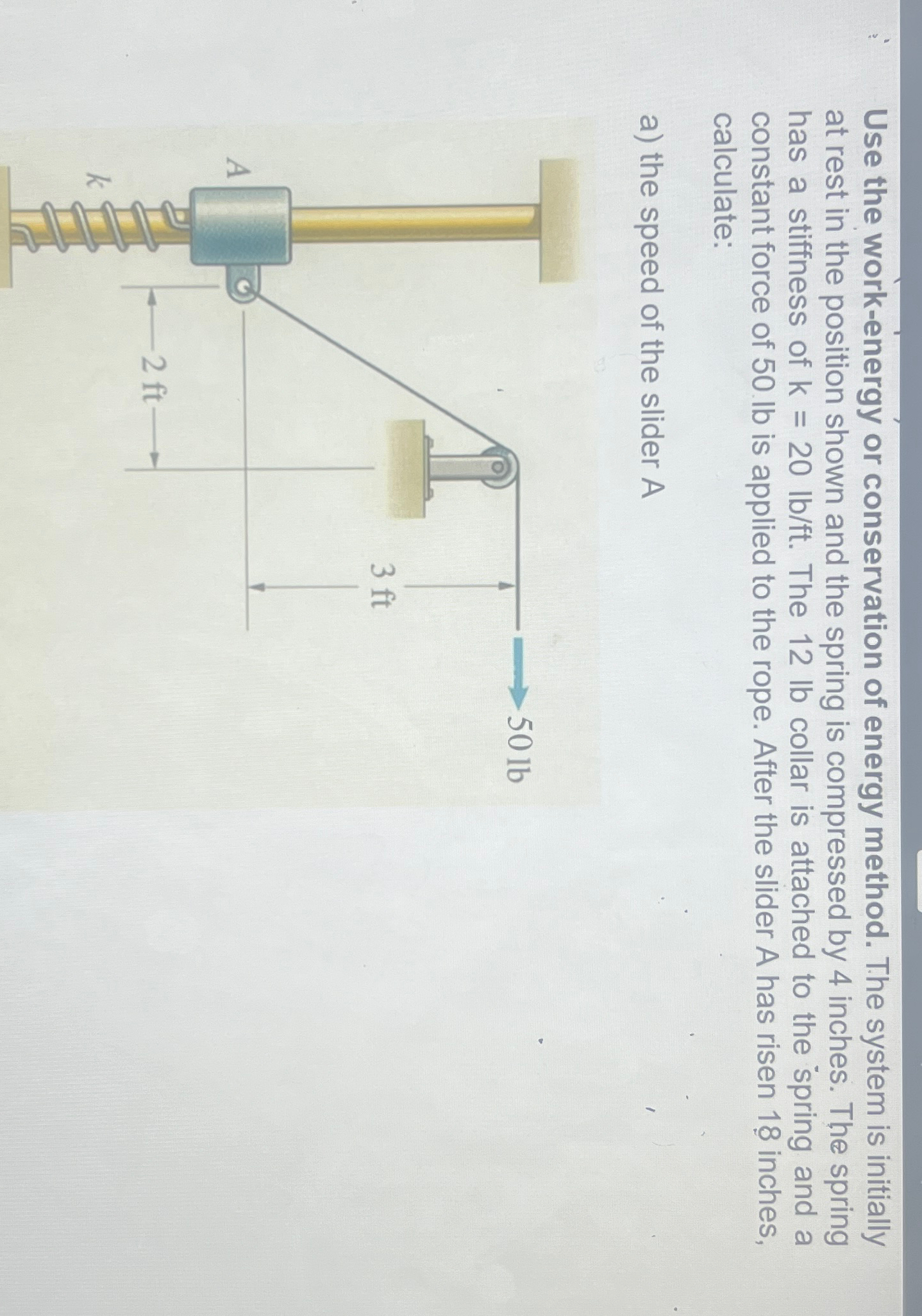 Solved Use the work-energy or conservation of energy method. | Chegg.com
