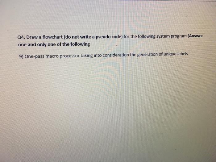Solved Q4. Draw a flowchart (do not write a pseudo code) for | Chegg.com