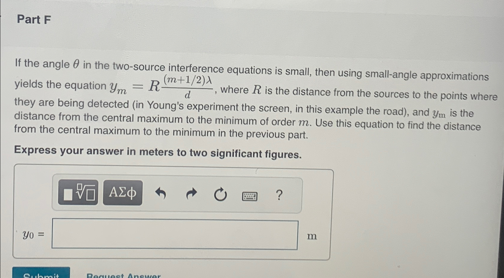 Part FIf the angle θ ﻿in the two-source interference | Chegg.com