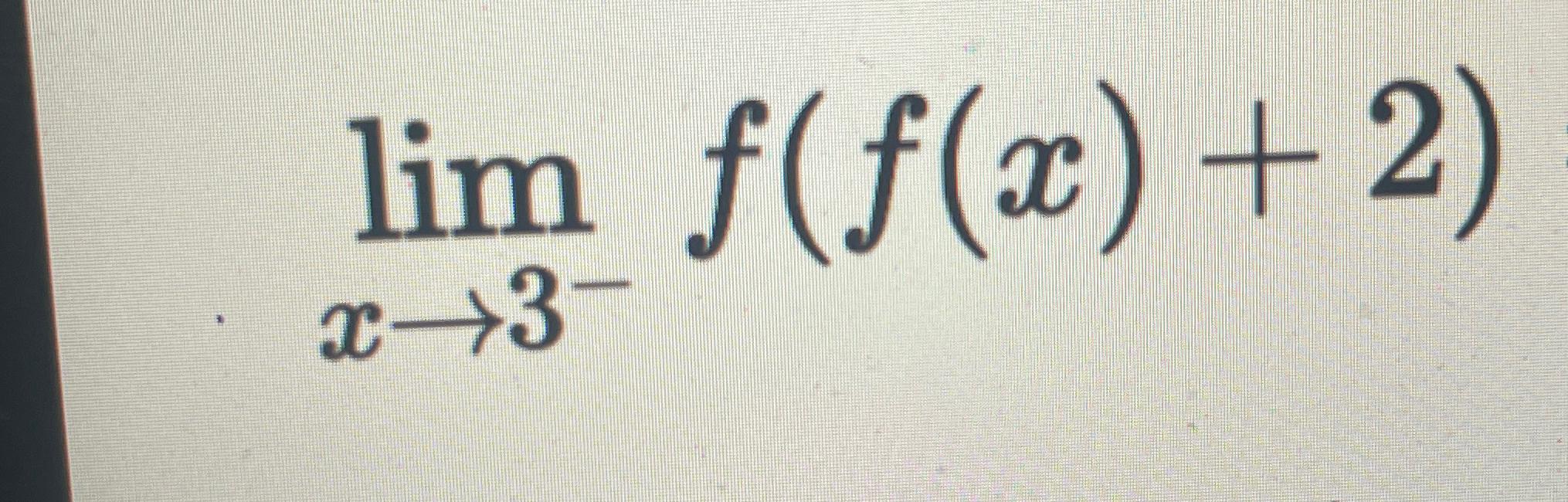 Solved limx→3-f(f(x)+2) | Chegg.com