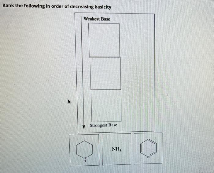 Solved Rank the following in order of decreasing basicity | Chegg.com