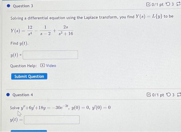 Solved 0/1 pt Solving a differential equation using the | Chegg.com