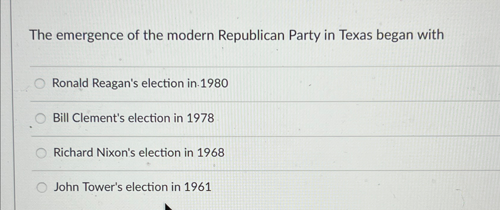 Solved The emergence of the modern Republican Party in Texas | Chegg.com