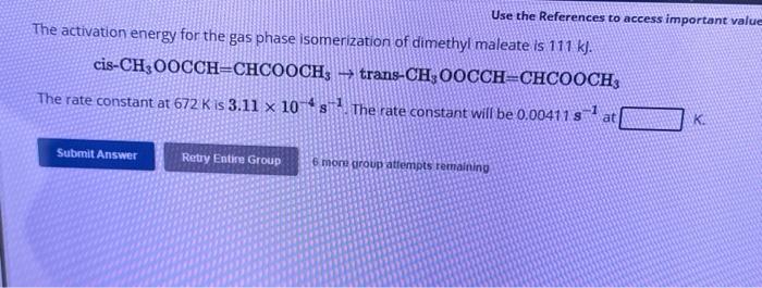 Solved Use the References to access important valu The | Chegg.com