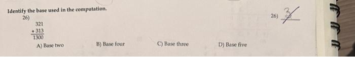 Solved Identify the base used in the computation. 26) | Chegg.com