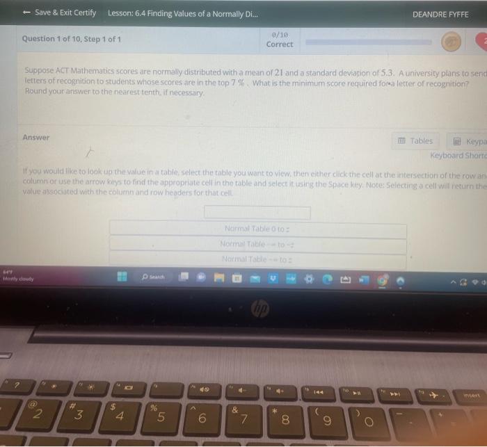 Solved Suppose ACT Mathematics scores are normally | Chegg.com