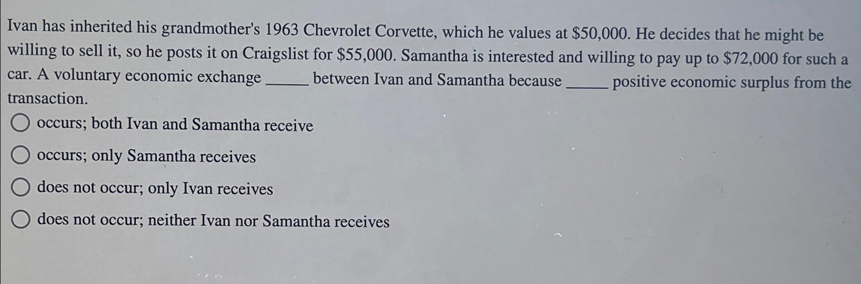 Solved Ivan has inherited his grandmother's 1963 Chevrolet | Chegg.com Solved Ivan has inherited his grandmother's 1963 Chevrolet | Chegg.com