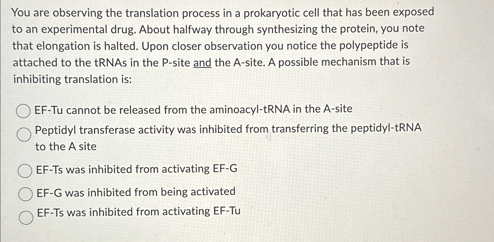 Solved You are observing the translation process in a | Chegg.com