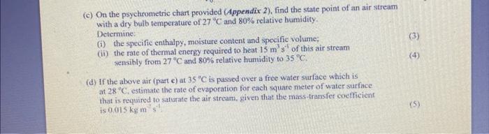 Solved C On The Psychrometric Chart Provided Appendix 2 Chegg