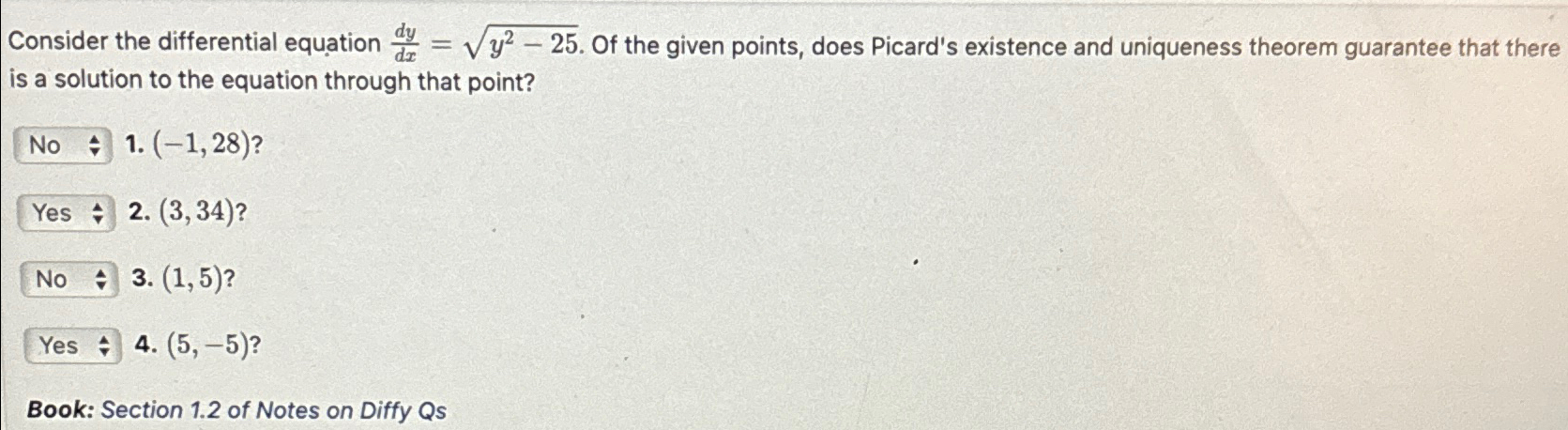 Solved Consider the differential equation dydx=y2-252. ﻿Of | Chegg.com