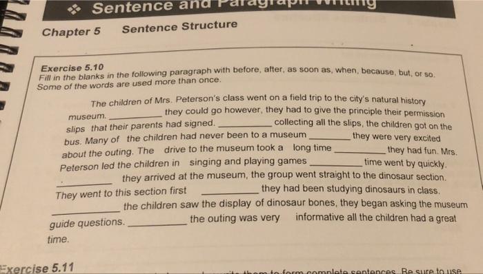 Sentence Chapter 5 Sentence Structure Exercise 5.10 | Chegg.com