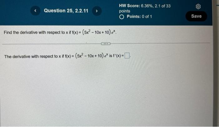 Solved Find the derivative with respect to x if | Chegg.com