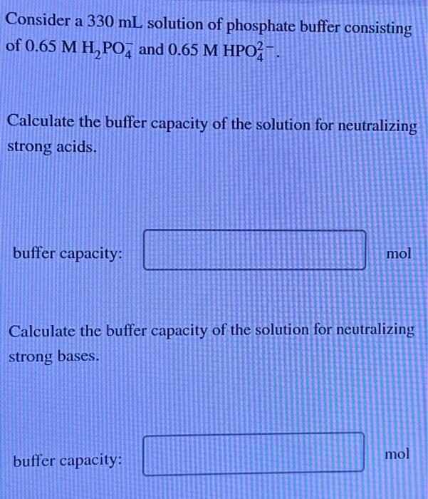 Solved Consider a 330 mL solution of phosphate buffer | Chegg.com