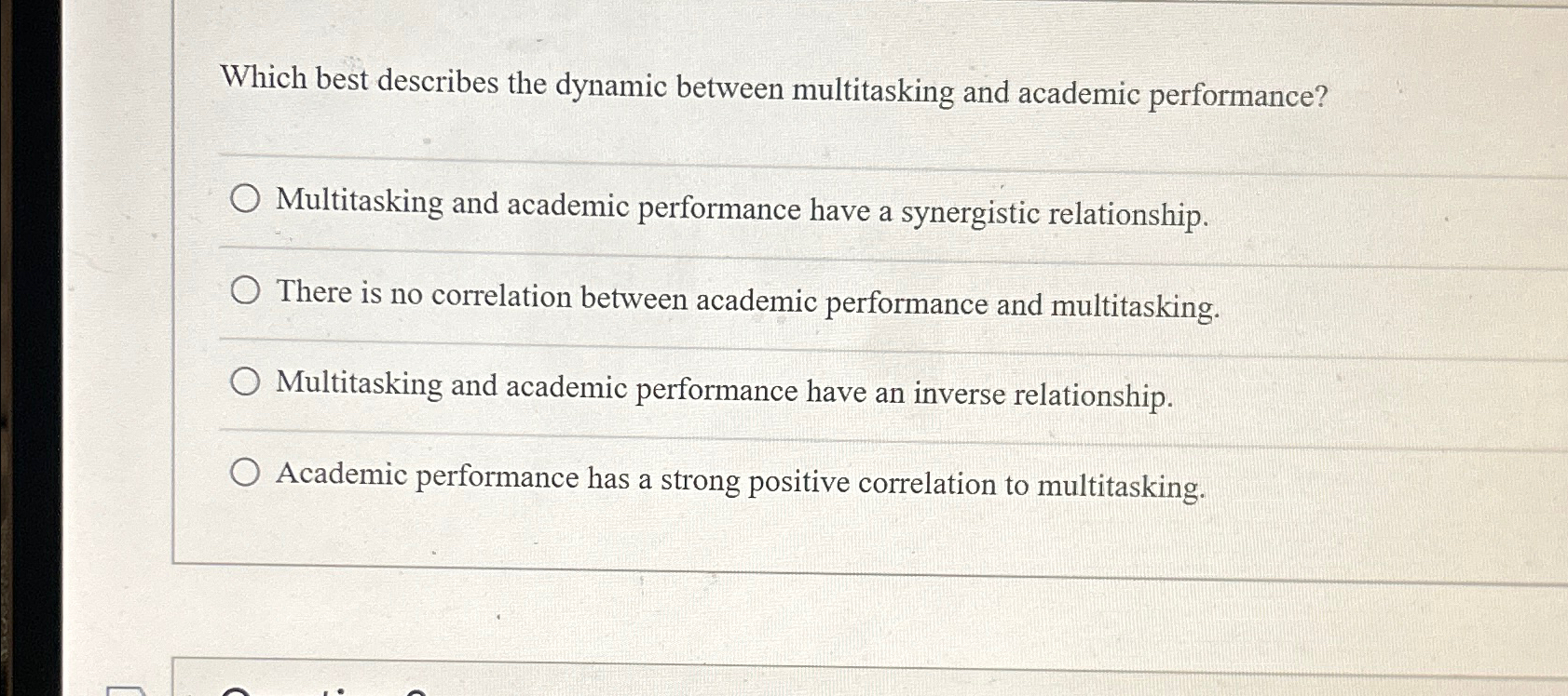 Solved Which best describes the dynamic between multitasking | Chegg.com