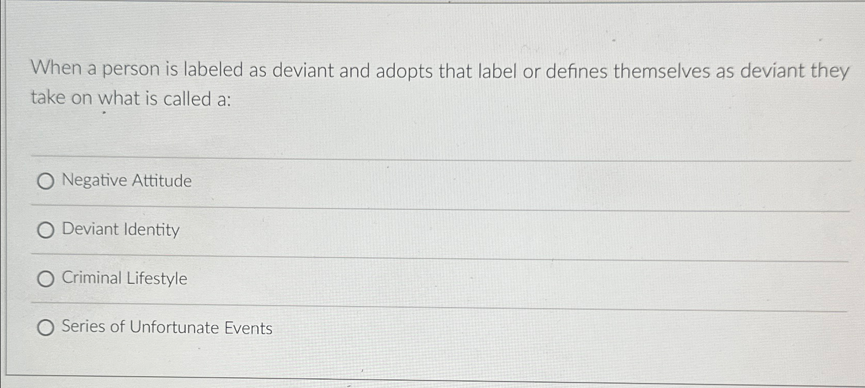 Solved When a person is labeled as deviant and adopts that | Chegg.com