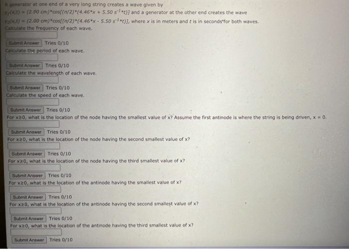 Solved A generator at one end of a very long string creates | Chegg.com