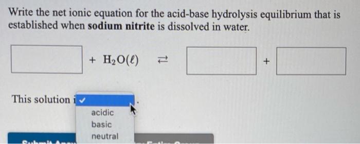 Solved Write the net ionic equation for the acid-base | Chegg.com