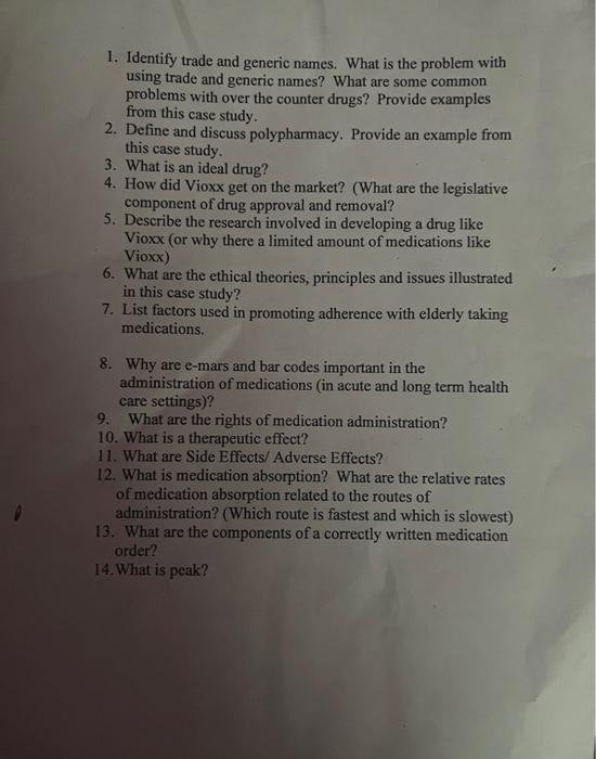 Solved Case study: Vioxx (rofecoxib) Mrs. Jones a very | Chegg.com