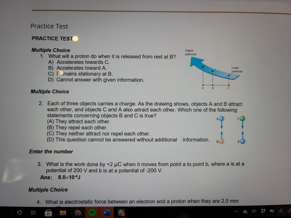 Solved Practice Test PRACTICE TEST Higher potential Multiple | Chegg.com