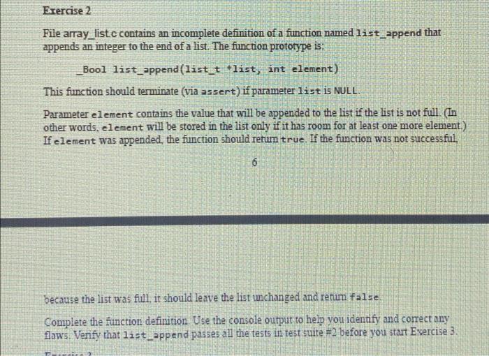 Esercise 2 File array_listc contains an incomplete | Chegg.com