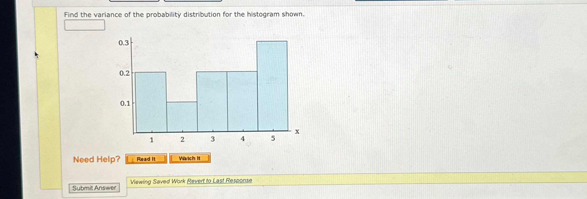 Solved Find the variance of the probability distribution for | Chegg.com
