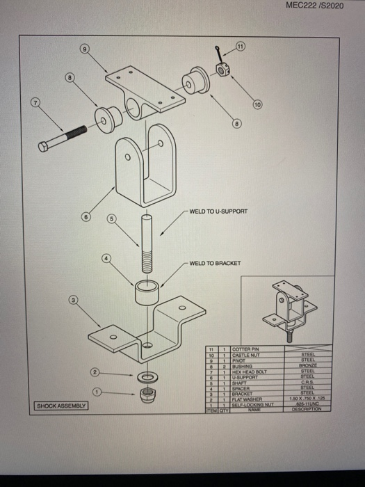 Solved Refer to the Shock Assembly shown on the following | Chegg.com